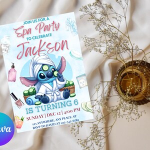 Personalized Stitch Spa Party Invitation: Editable Birthday Invite (PDF ...