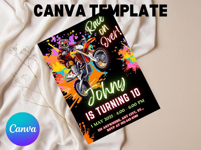 Editable Dirt Bike Birthday Invitation, Motocross Theme (instant ...