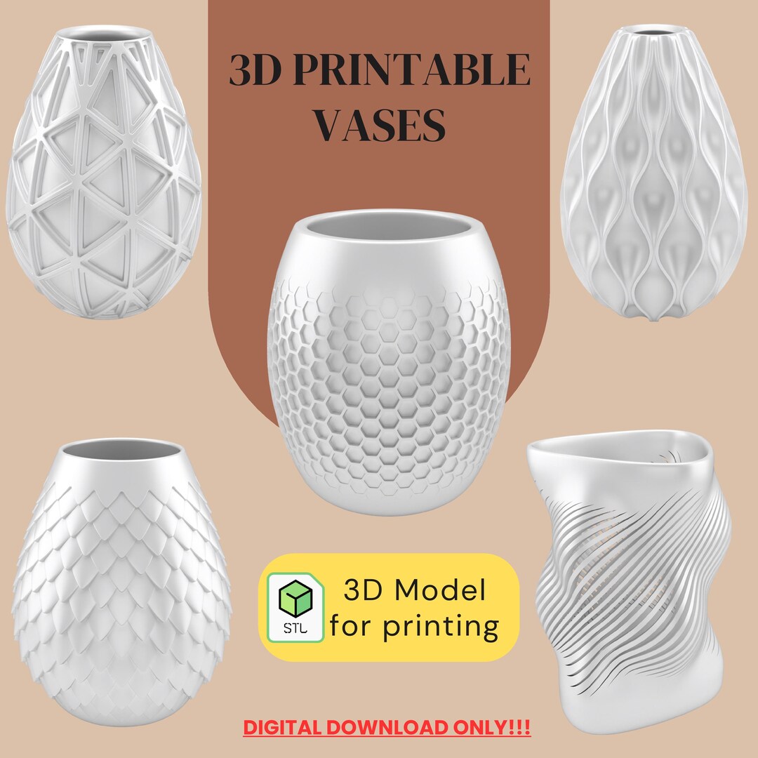Modern 3D Printed Vase: Unique Pattern STL File (digital Download) - Etsy