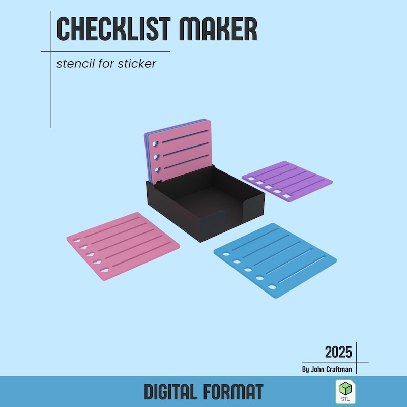 Post It Note Holder Stl 3d Print File - Etsy