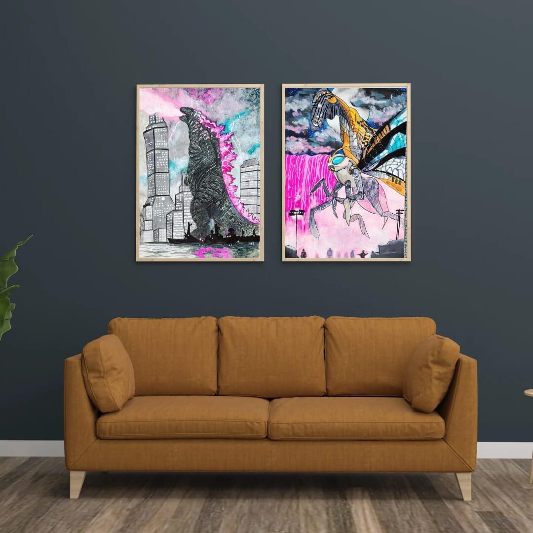 2X1 ****promo****godzilla + Mothra - Etsy