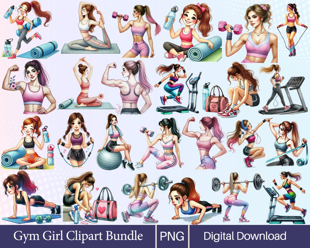 Gym Girl Clipart Bundle | Fitness & Workout PNG Designs | Strong Woman ...