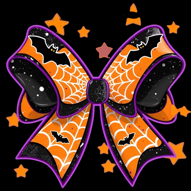 Halloween Bow Clipart: Spooky Ribbon PNG Bundle (digital Download) - Etsy