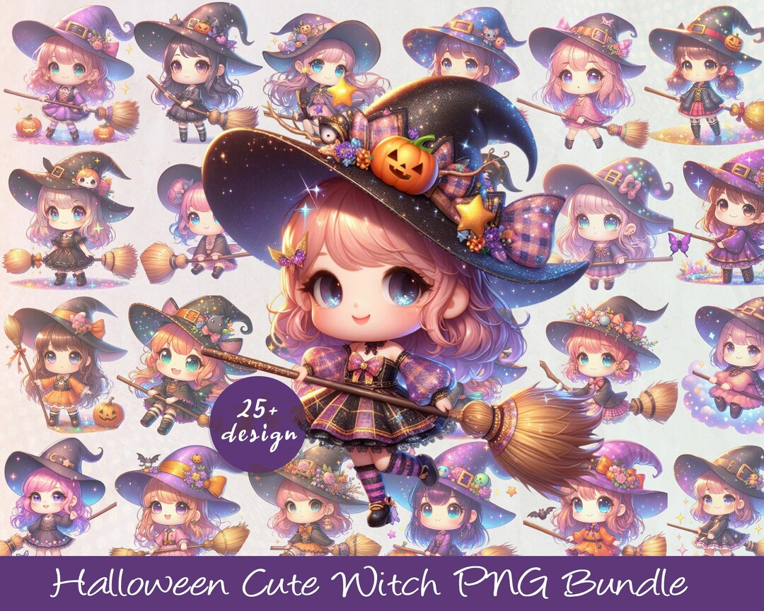 Cute Witch on Broom Png, Cute Halloween Witch Girl PNG, Little Witch ...