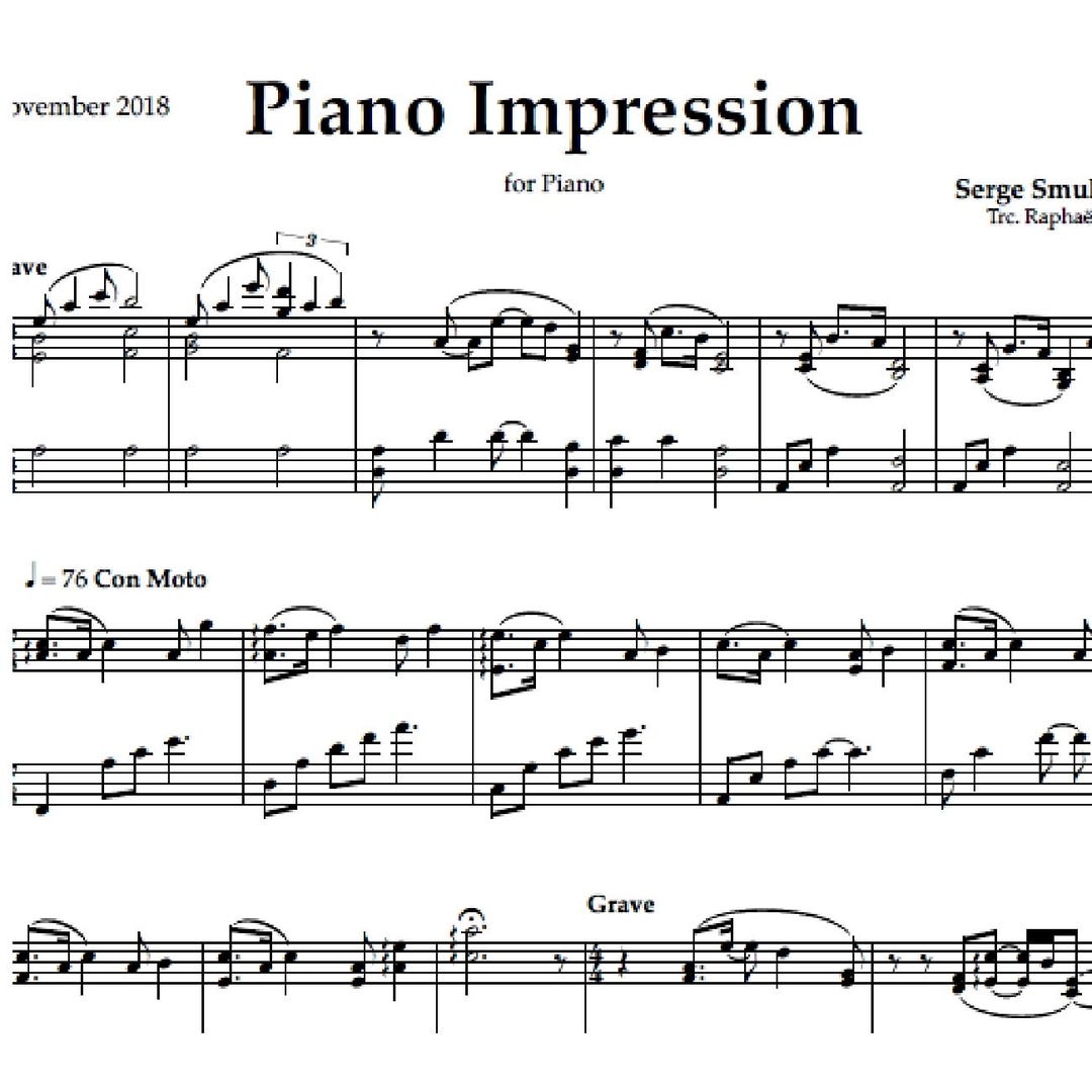 Piano Impression, Original Sheet Music for Piano - Etsy
