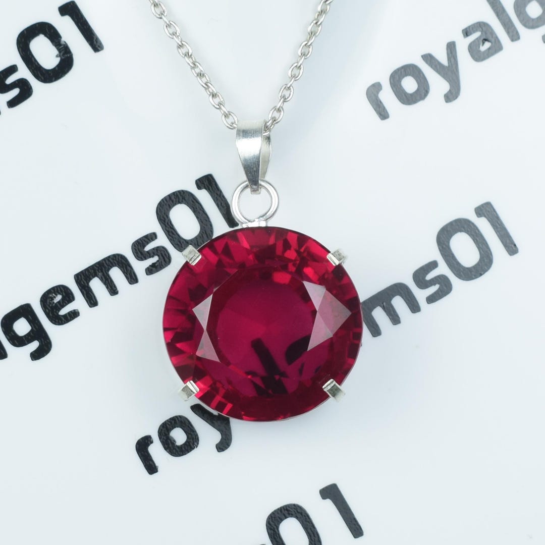 Pink Ruby Gemstone Necklace – 925 Sterling Silver Pendant, Women's ...
