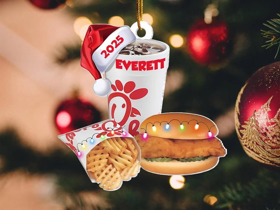 Personalized Fast Food Chicken Santa Hat Christmas Acrylic Ornament ...