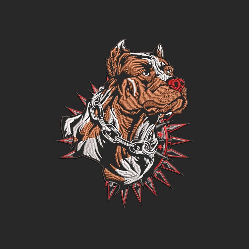 Pit Bull Terrier Dog Embroidery Design | Dog Embroidery Design | Pet ...