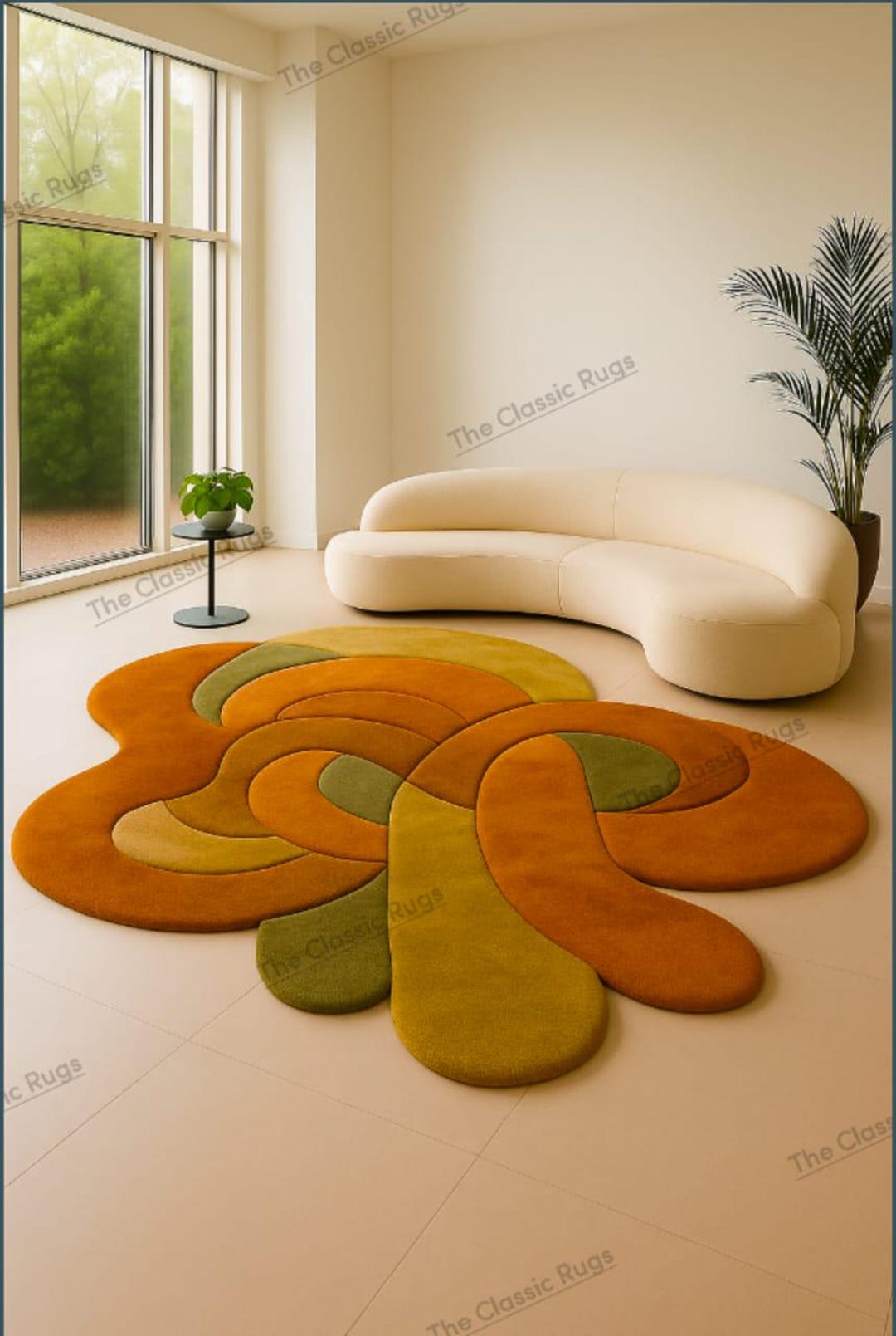 Organic Irregular Amoeba Shape Hand Tufted Area Rug for Bedroom and ...
