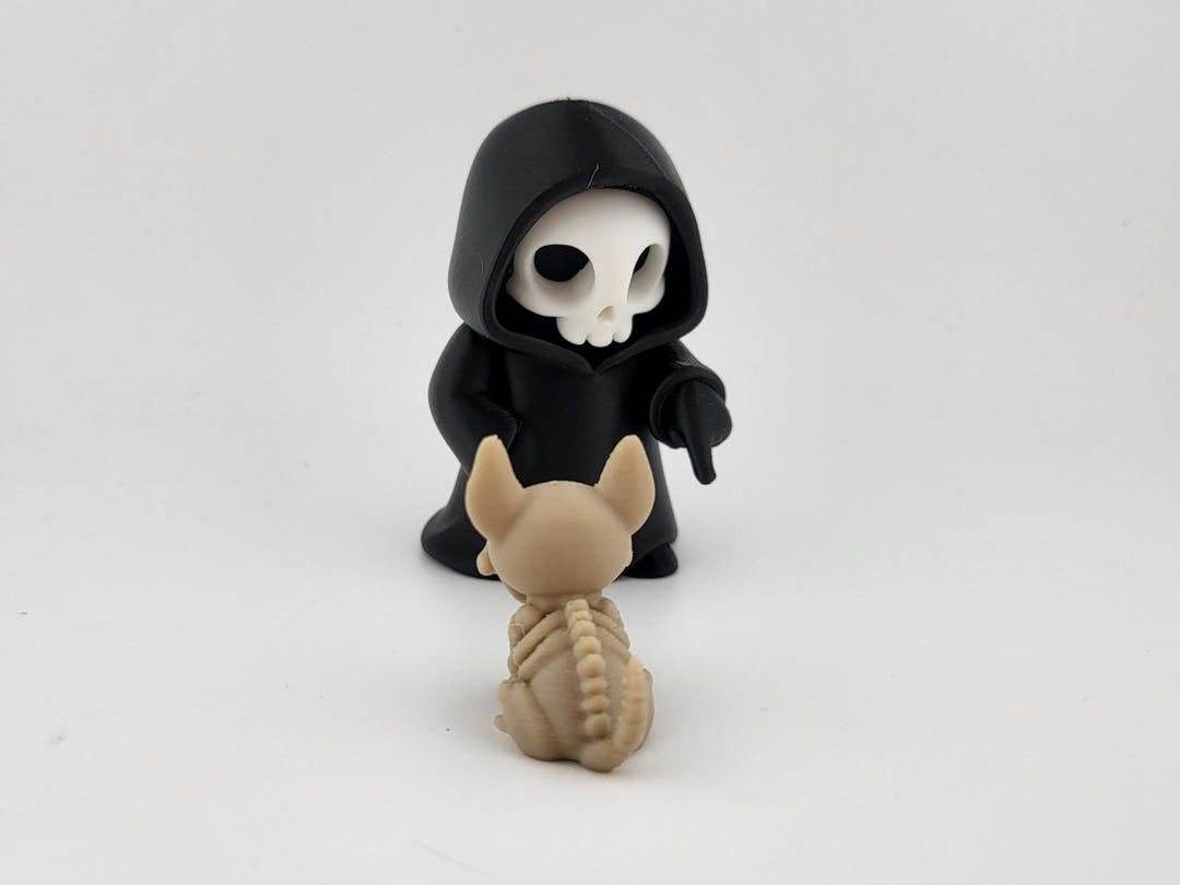 3D Printed Grim Reaper & Skeleton Dog Figurine – Gothic Desk Decor ...