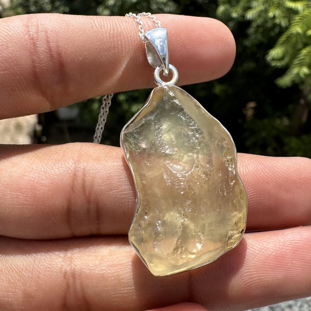 Libyan Desert Glass Pendant, Gold Tektite Pendant, Natural Libyan ...