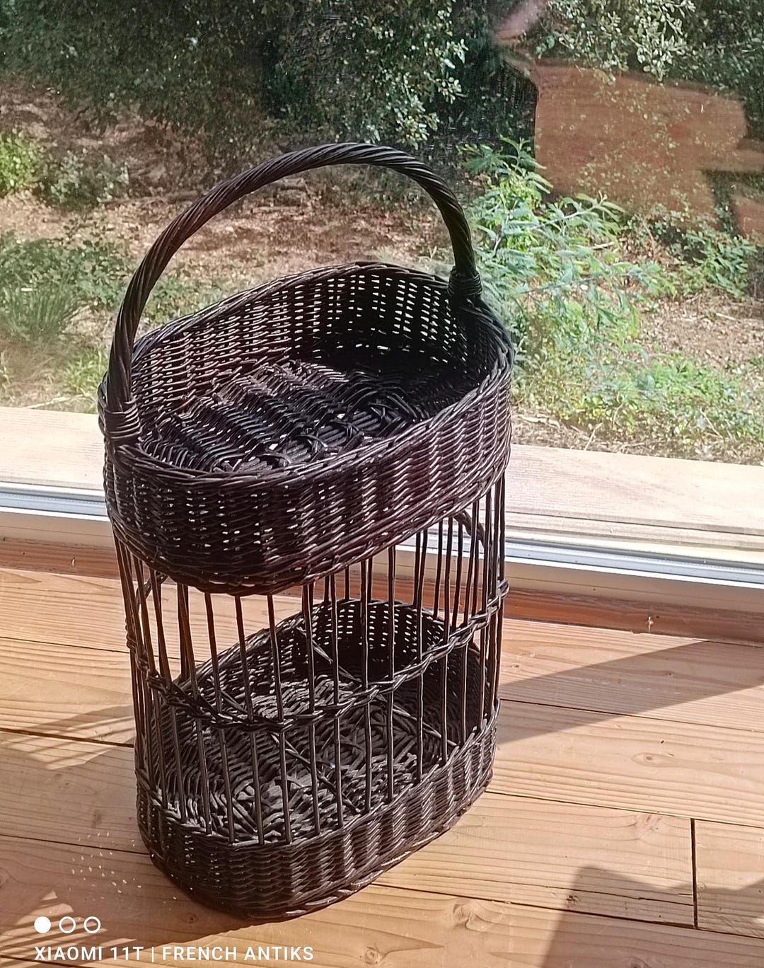 Vintage French Wicker Mini Bar | Mid-century Rattan Two-tier Basket ...
