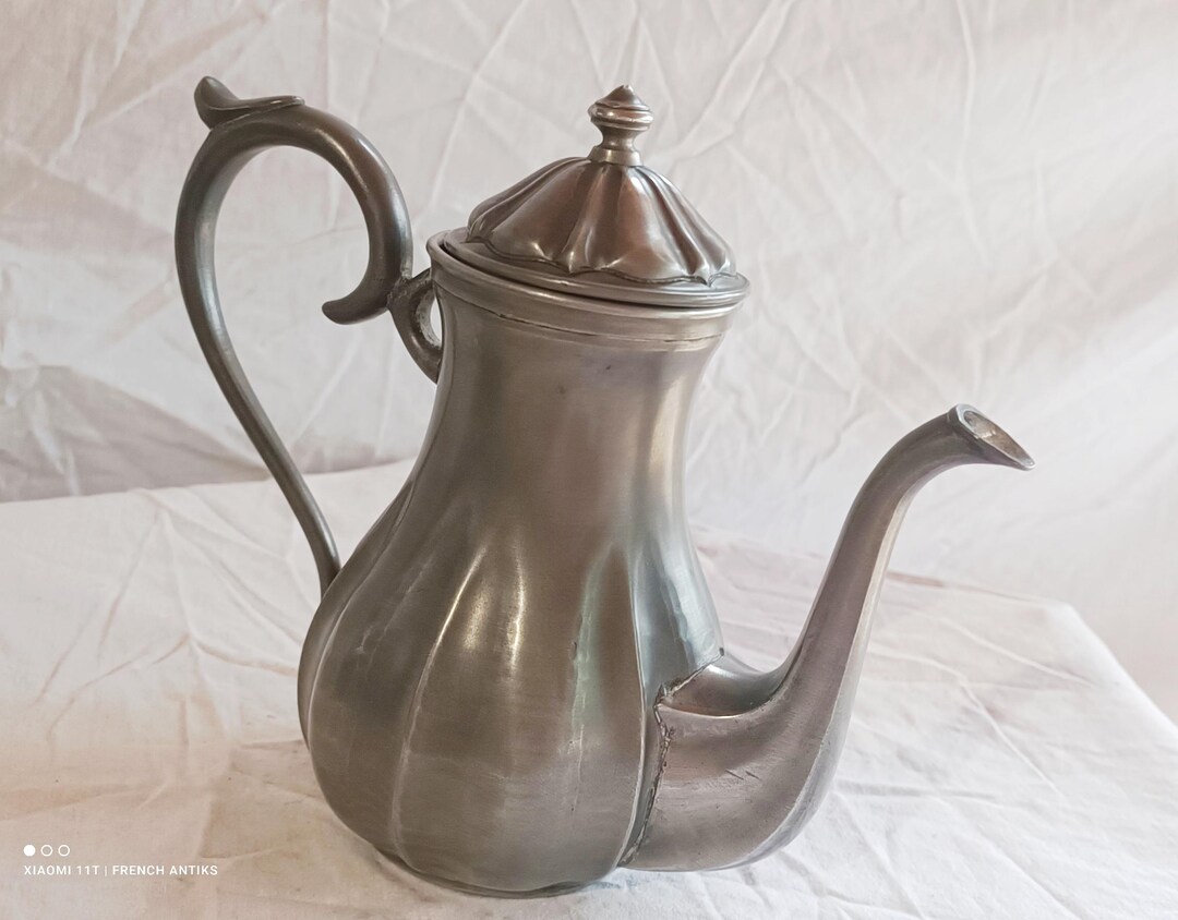Victorian English Pewter Coffee Pot | Antique Fluted Coffee Maker, 19th ...