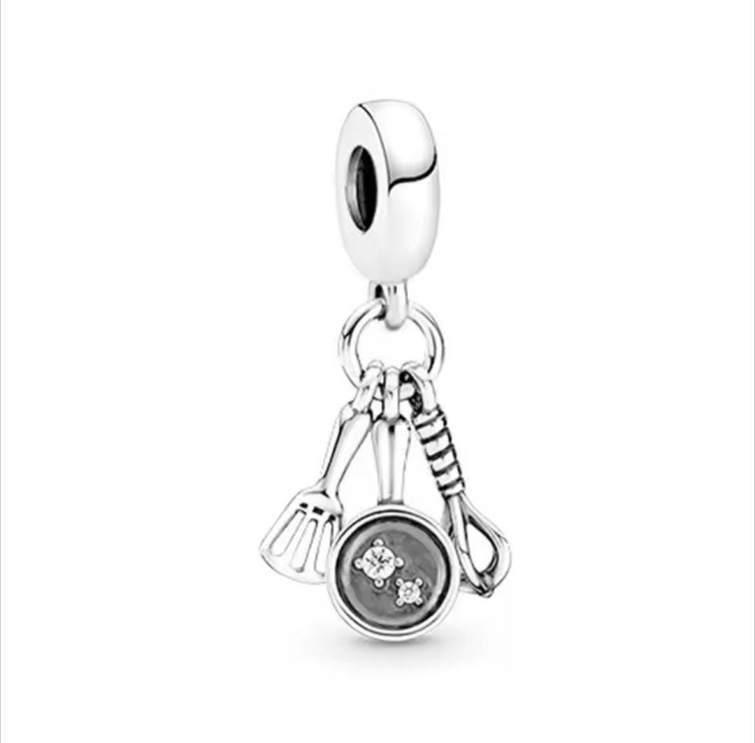 Spatula Frying Pan Whisk Charm for Bracelet or Necklace Silver ...