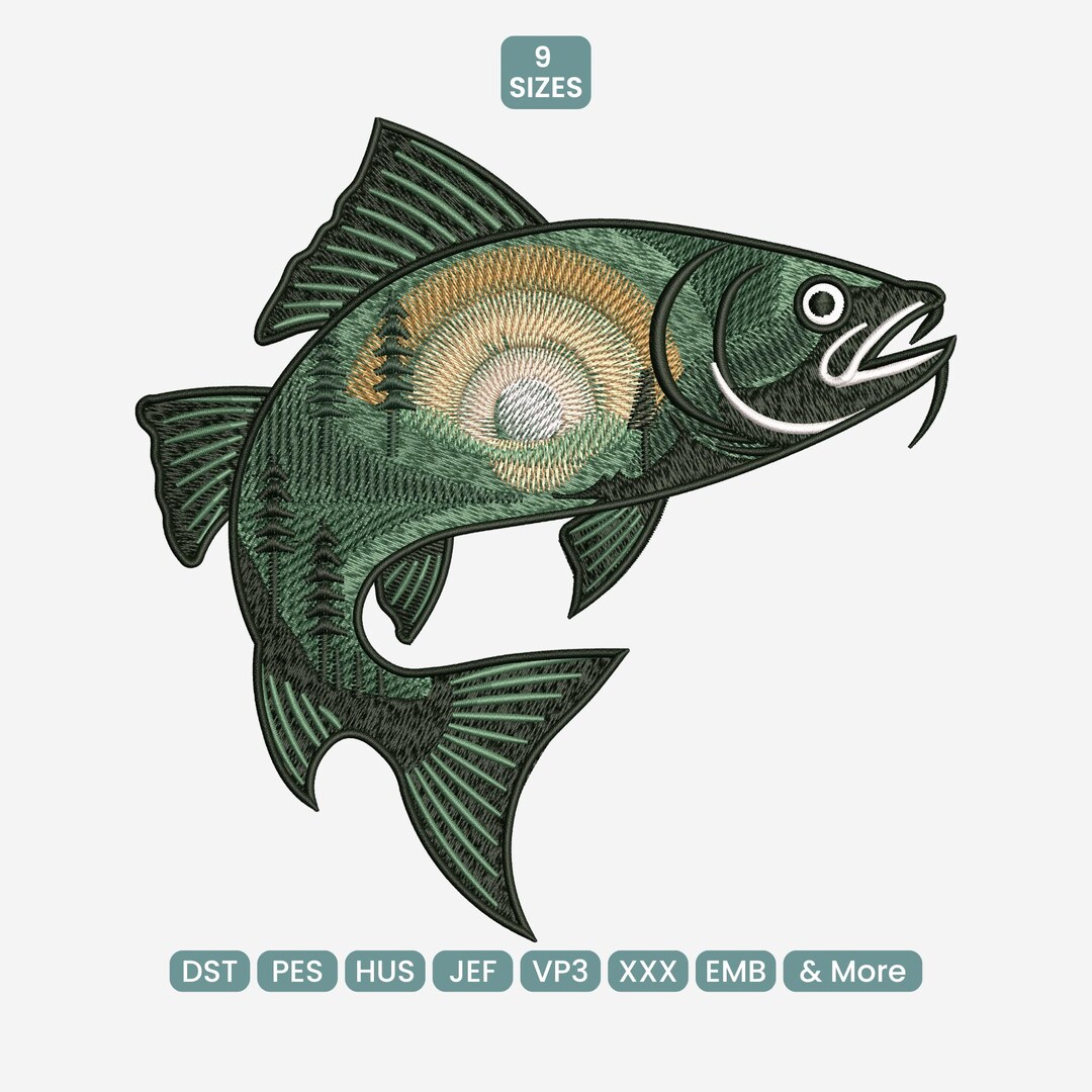 Bass Fish Vintage Fishing Embroidery Design, Retro Angler Sport Machine ...