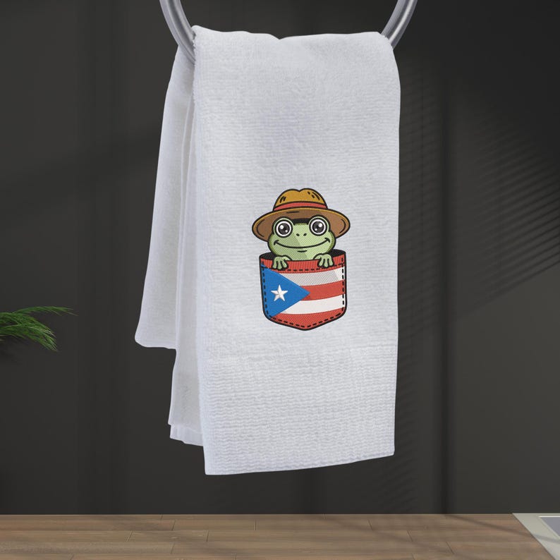 Jibaro Coqui Frog Puerto Rico Flag Pocket Embroidery Design – Tropical ...