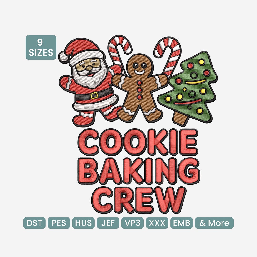 Santa Cookie Baking Crew Embroidery Design – Funny Christmas Cookie ...