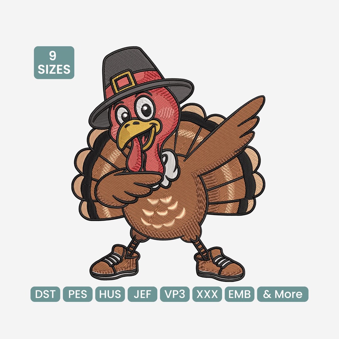 Thanksgiving Turkey Dabbing Embroidery Design – Fall Holiday Machine ...