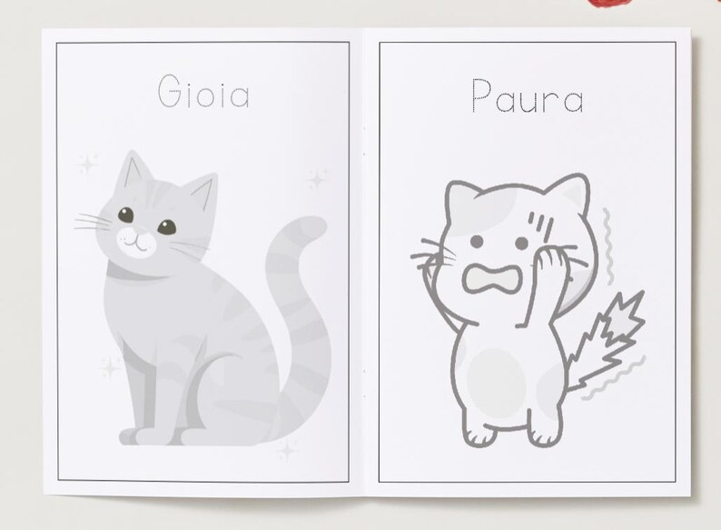 Printable Italian Emotions Coloring Book With Kittens – Kids Vocabulary ...