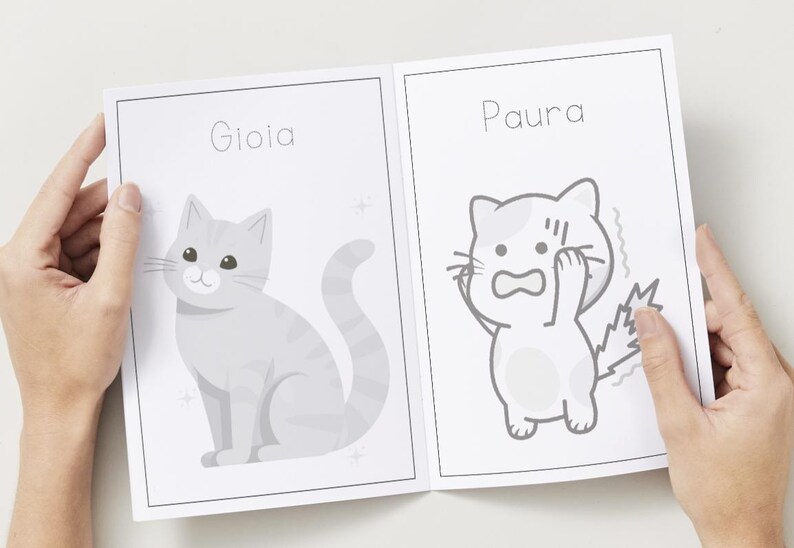 Printable Italian Emotions Coloring Book With Kittens – Kids Vocabulary ...