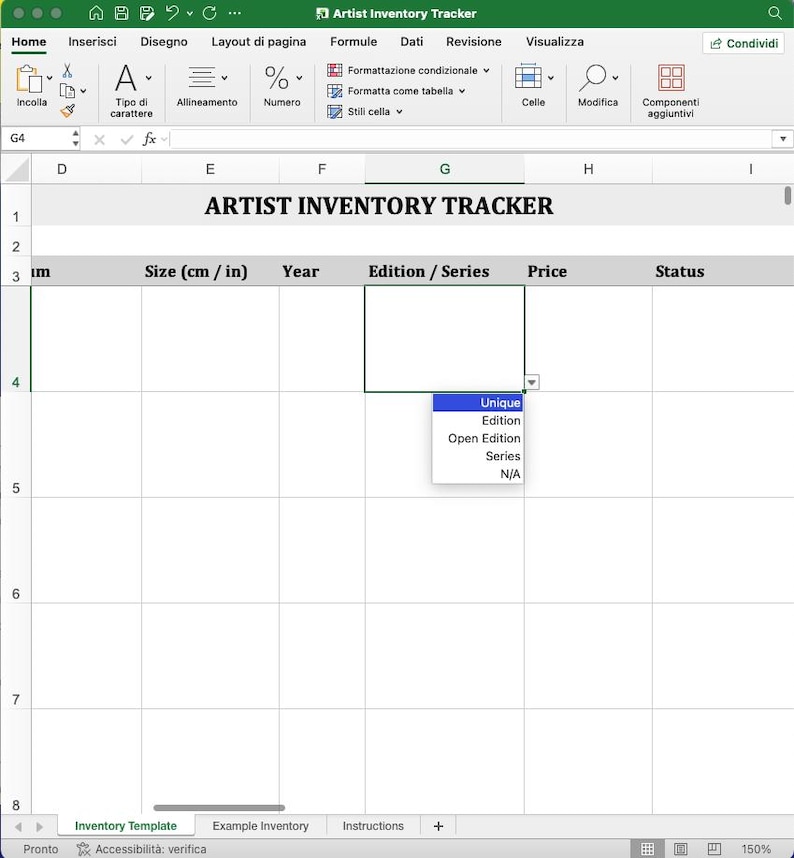 Artist Inventory Tracker | Google Sheets Artwork Inventory Template - Etsy