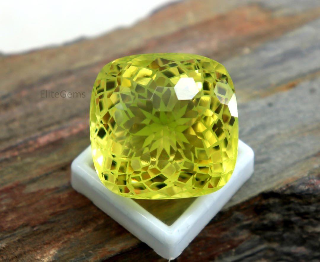 120ct Natural Yellow Sphene Cushion Cut Loose Gemstone | Rare Sphene ...