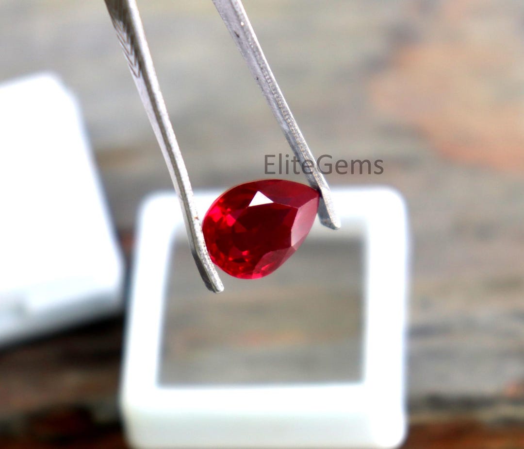 Natural Red Ruby Gemstone Earth Mined Pear Cut Ruby Unheated Untreated ...