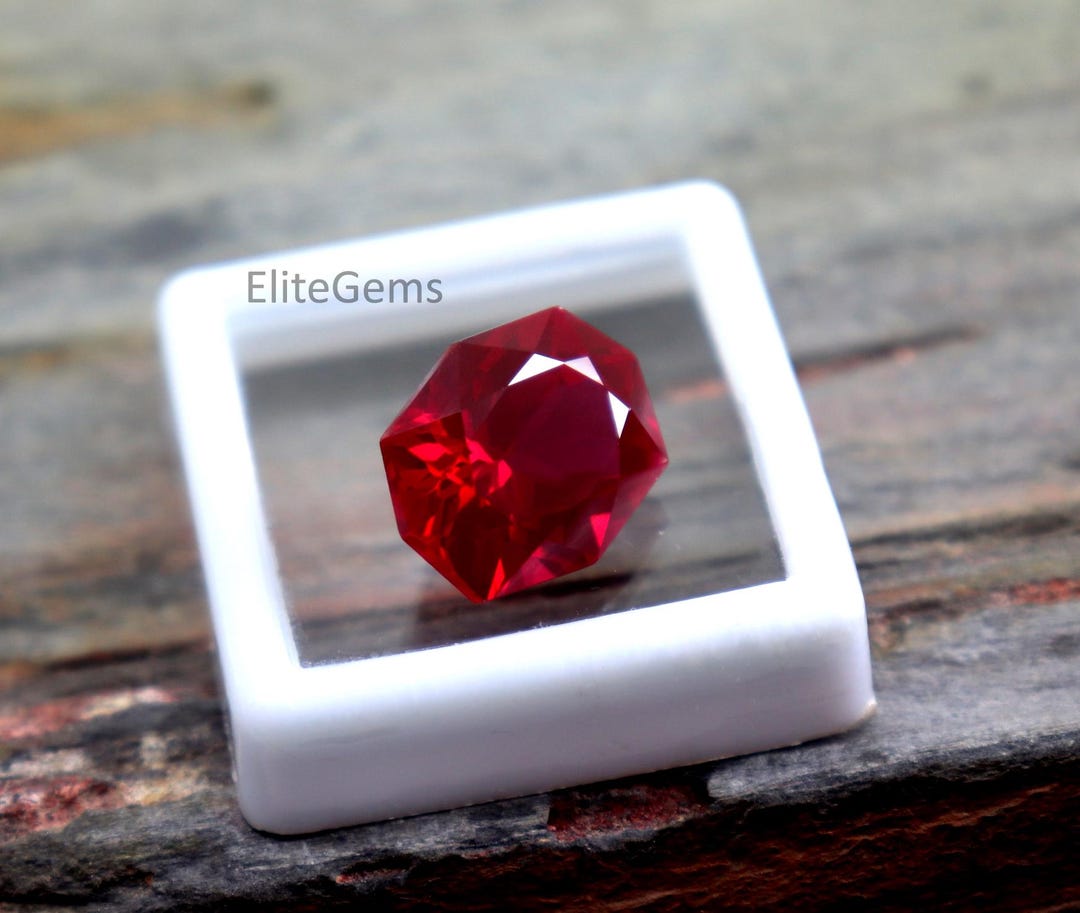 Faceted Octagon Shape Red Ruby Loose Gemstone 12CT Natural Red Ruby ...