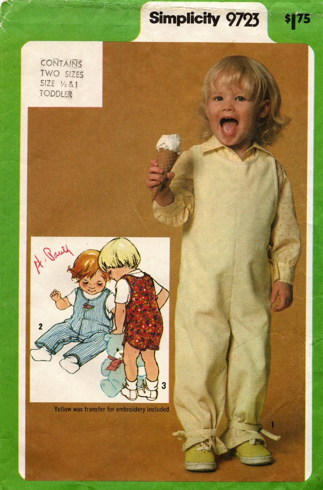 Sz 1/2 Thru 1 Simplicity Sewing Pattern 9723 Toddlers Overalls 3 Styles ...