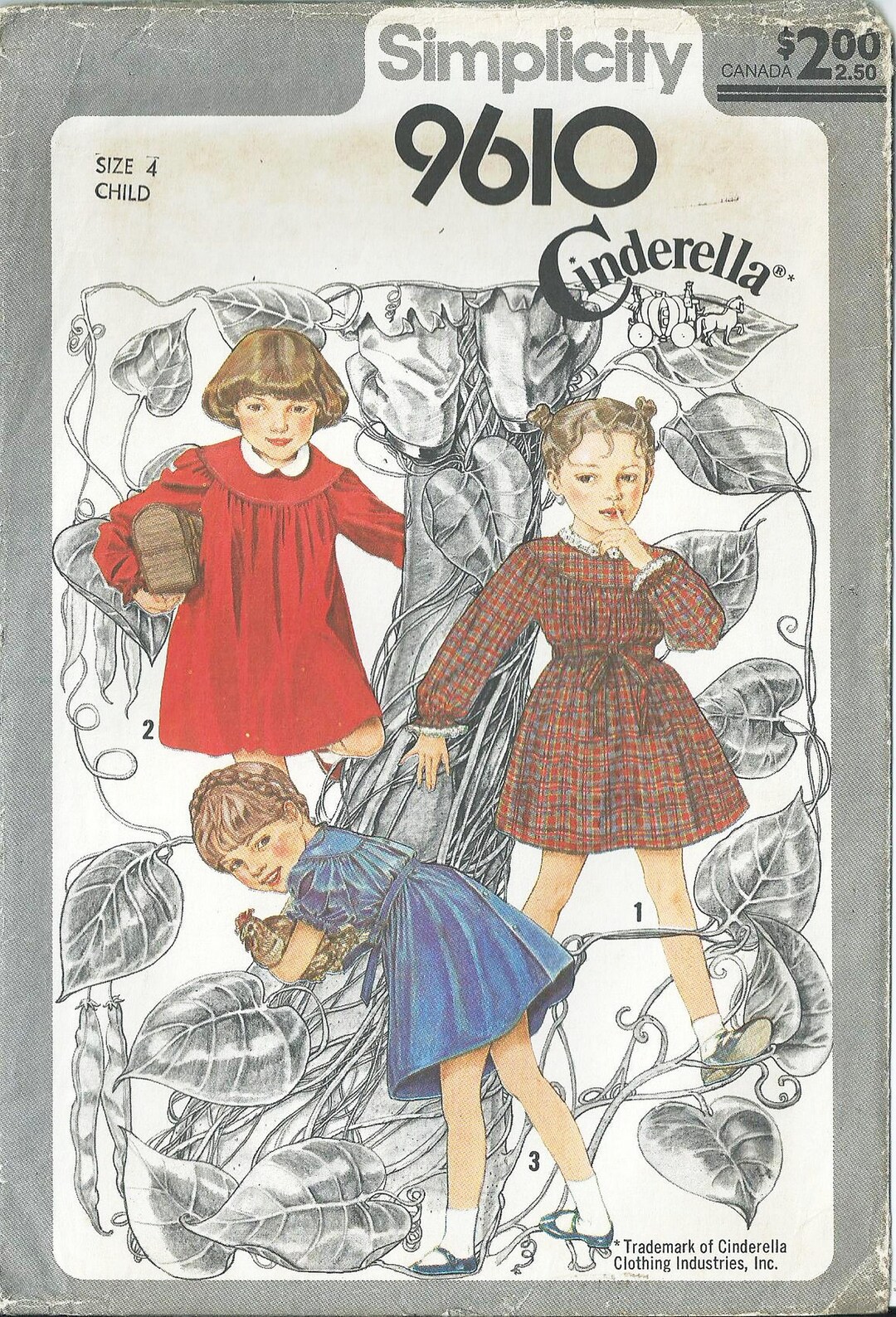 Sz 4 Simplicity Cinderella Pattern 9610 Child's - Etsy