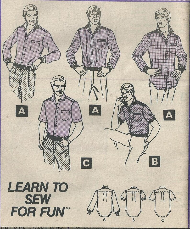 Sz Med VTG Mccall's Sewing Pattern 7699 Van Martin Men's Casual Shirts ...