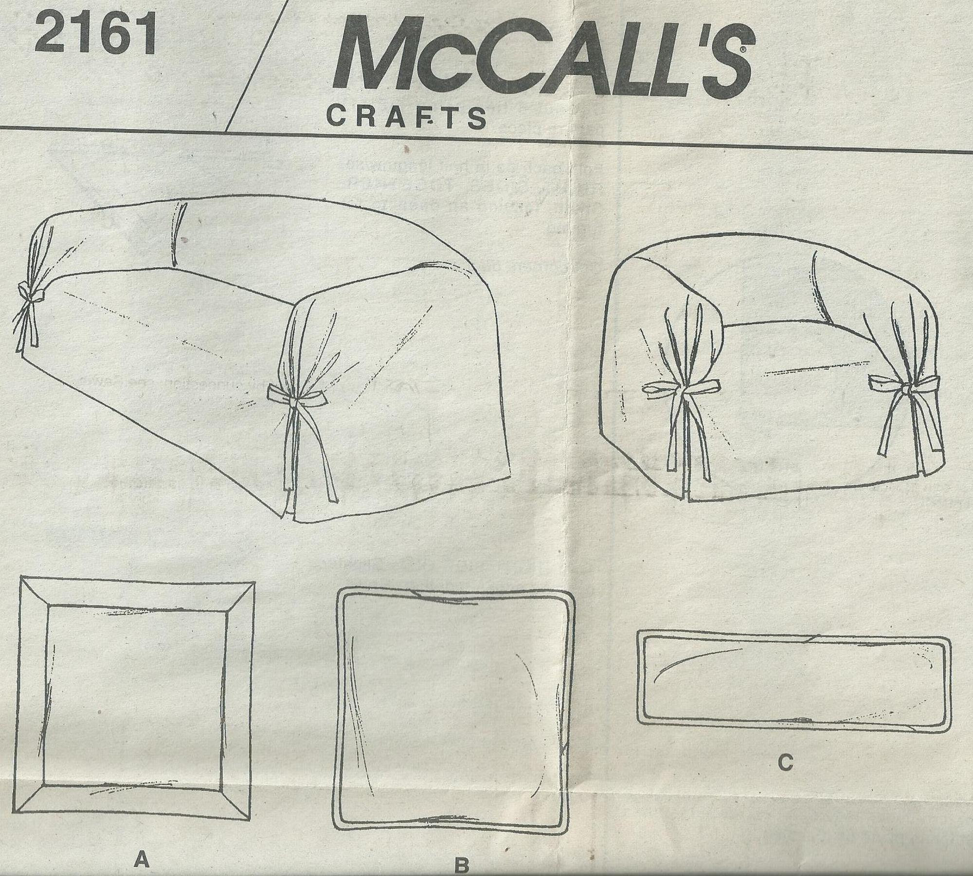 Mccall's Sewing Pattern 2161 - Home Decorating Cover Essentials - Sofa ...