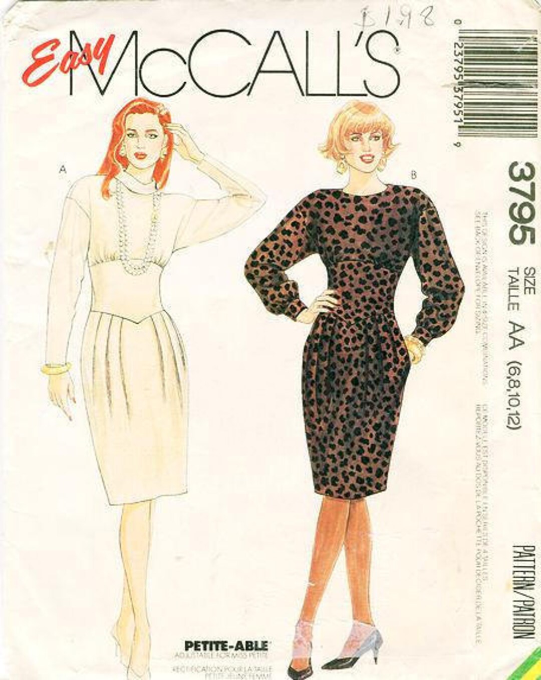 Sz 6/ 8/10/12 Mccall's 3795 Misses' Dress Long Sleeve, Shaped Midriff ...