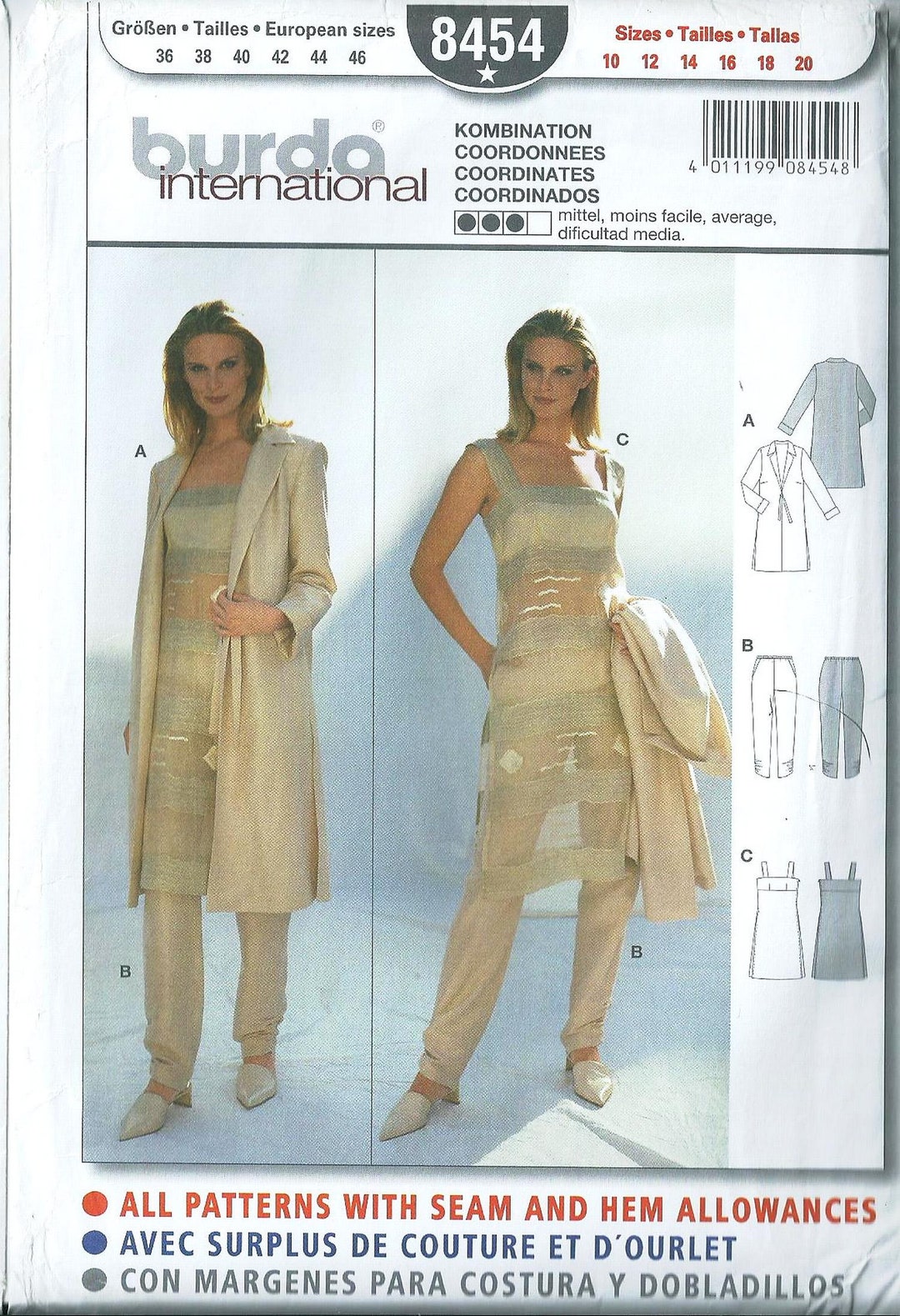 Sz 8 Thru 20 Burda Coordinates Sewing Pattern 8454 - Etsy