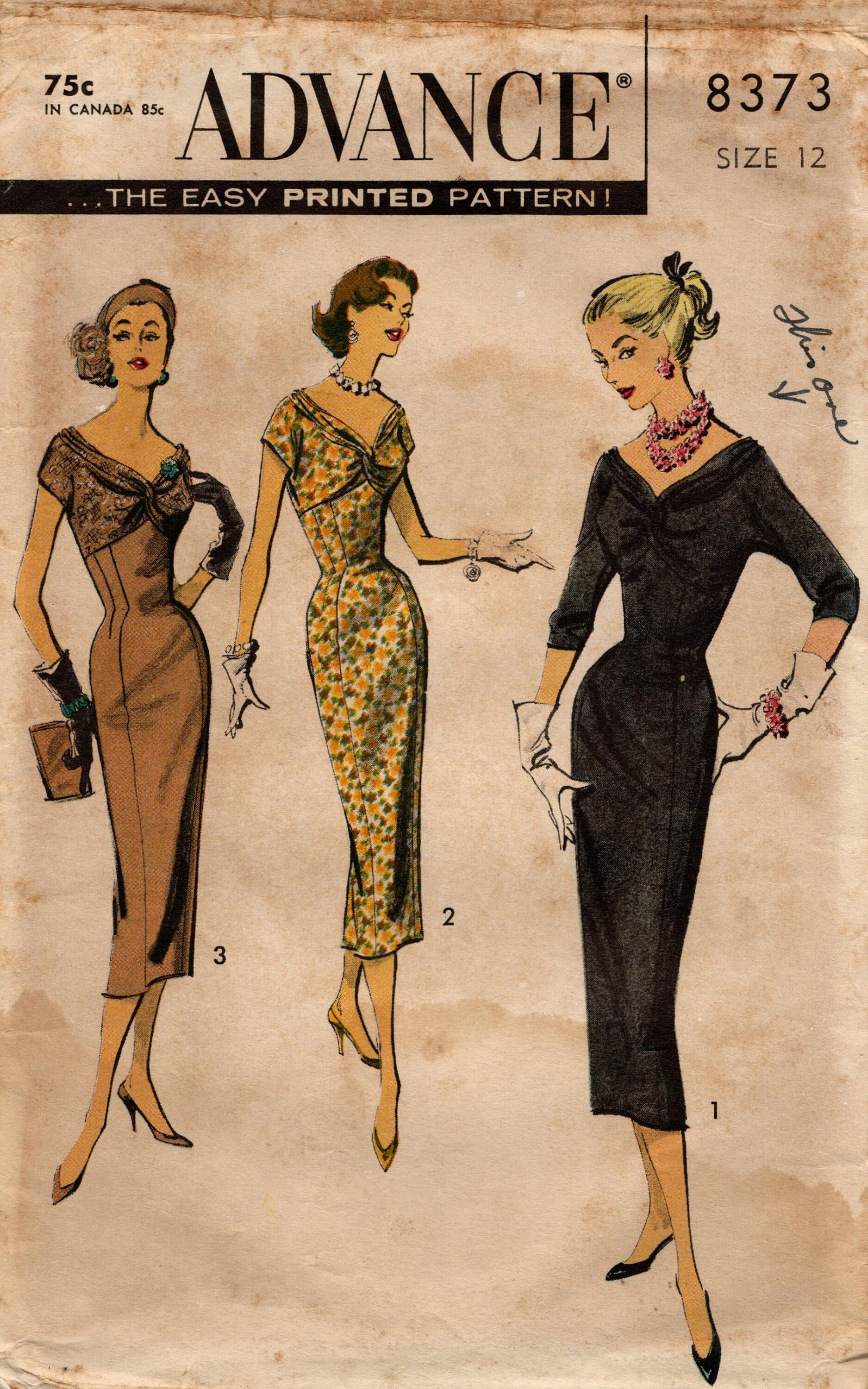 Sz 12 Vintage Advance Sewing Pattern 8373 Misses' Formal/semi-formal ...
