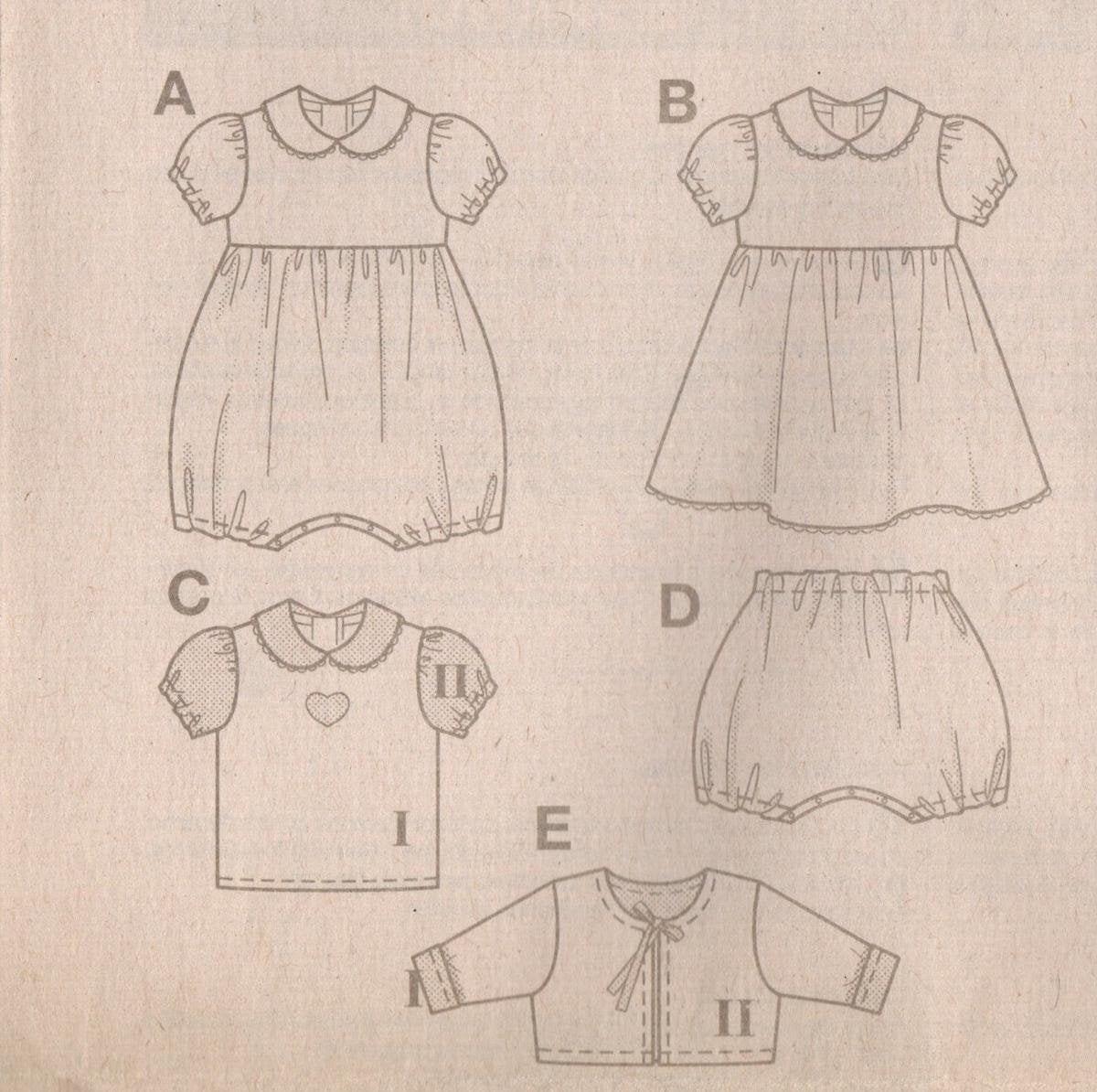 Sz 1 Thru 12 Mos. Easy Burda 9752 Pattern - Infants' Corordinates Dress ...