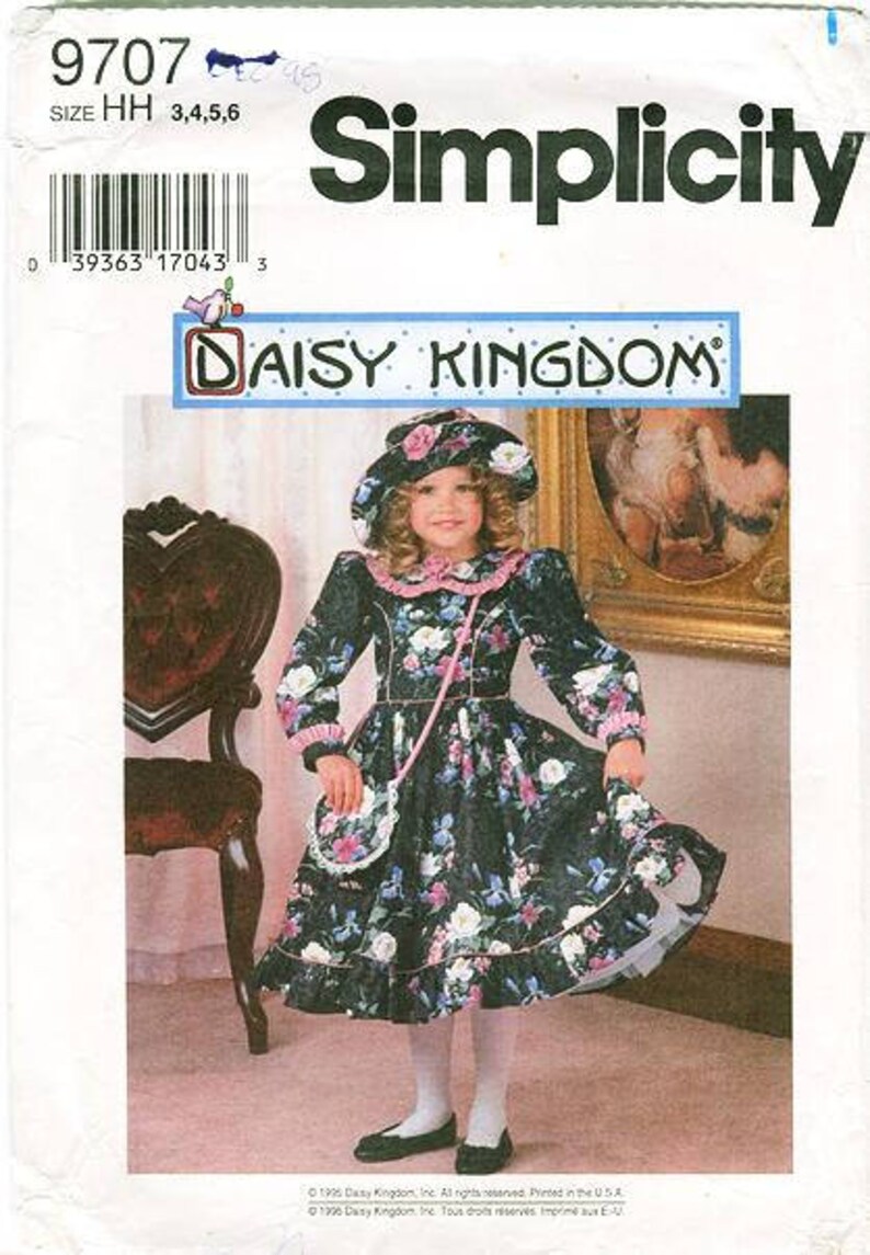 Simplicity 9707 Sewing Pattern - Size 3 Thru 6 - Vintage Daisy Kingdom ...