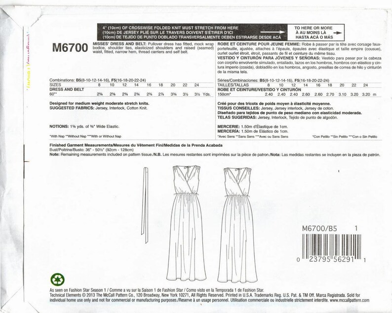 Sz 8 Thru 16 Mccall's M6700 Misses' - Etsy