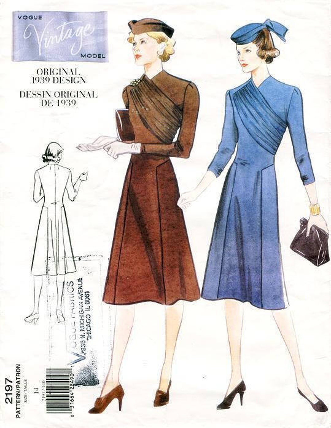 Vogue 2197 Sewing Pattern - Size 14 - Misses' Pullover, Mid-knee ...