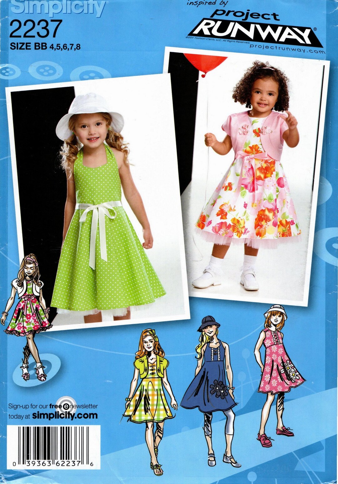 Sz 1/2 Thru 3 Simplicity Project Runway Pattern 2237 Toddlers'/child's ...