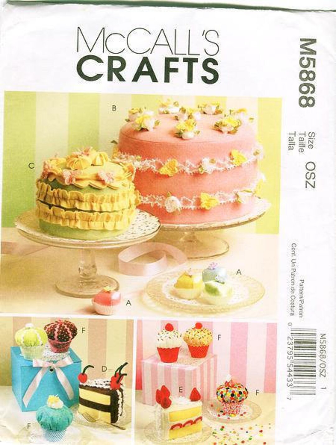 Mccall's M5868 Craft Sachets, Pincushions and Magnets 10x6 Cake, 6x4 ...