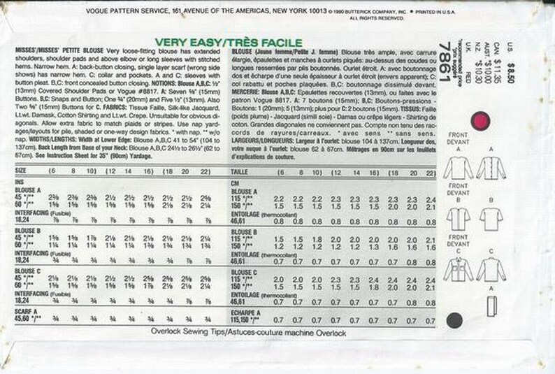 Sz 12 Thru 16 - Vogue Sewing Pattern 7861 - Misses' Very Easy Career ...