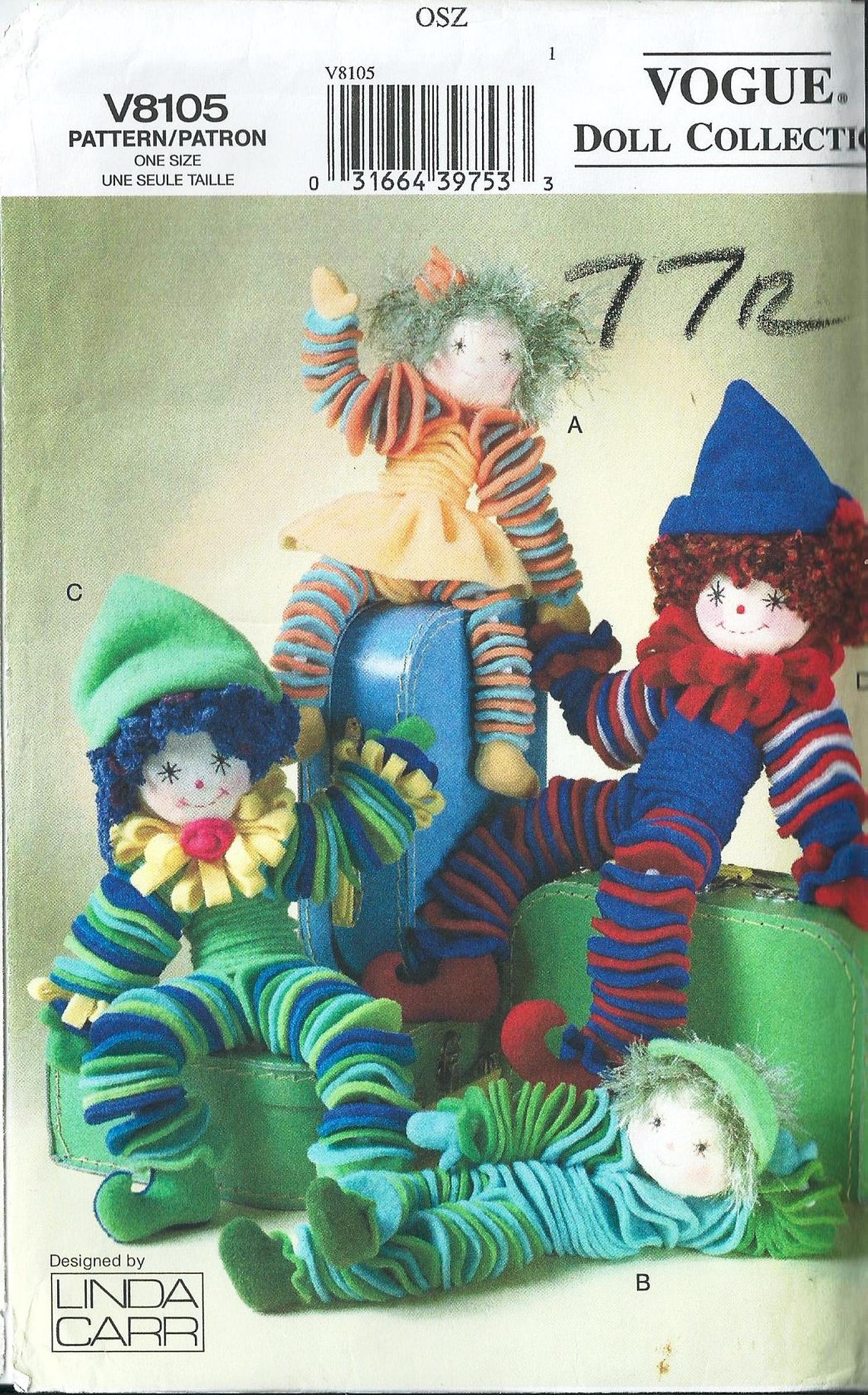 Vogue Craft Sewing Pattern V8105 - Vogue Doll Collection - Fleece ...