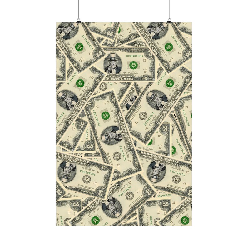 3 Dollar Bill Uncle Sam Money Pattern Poster | Matte Vertical Poster - Etsy