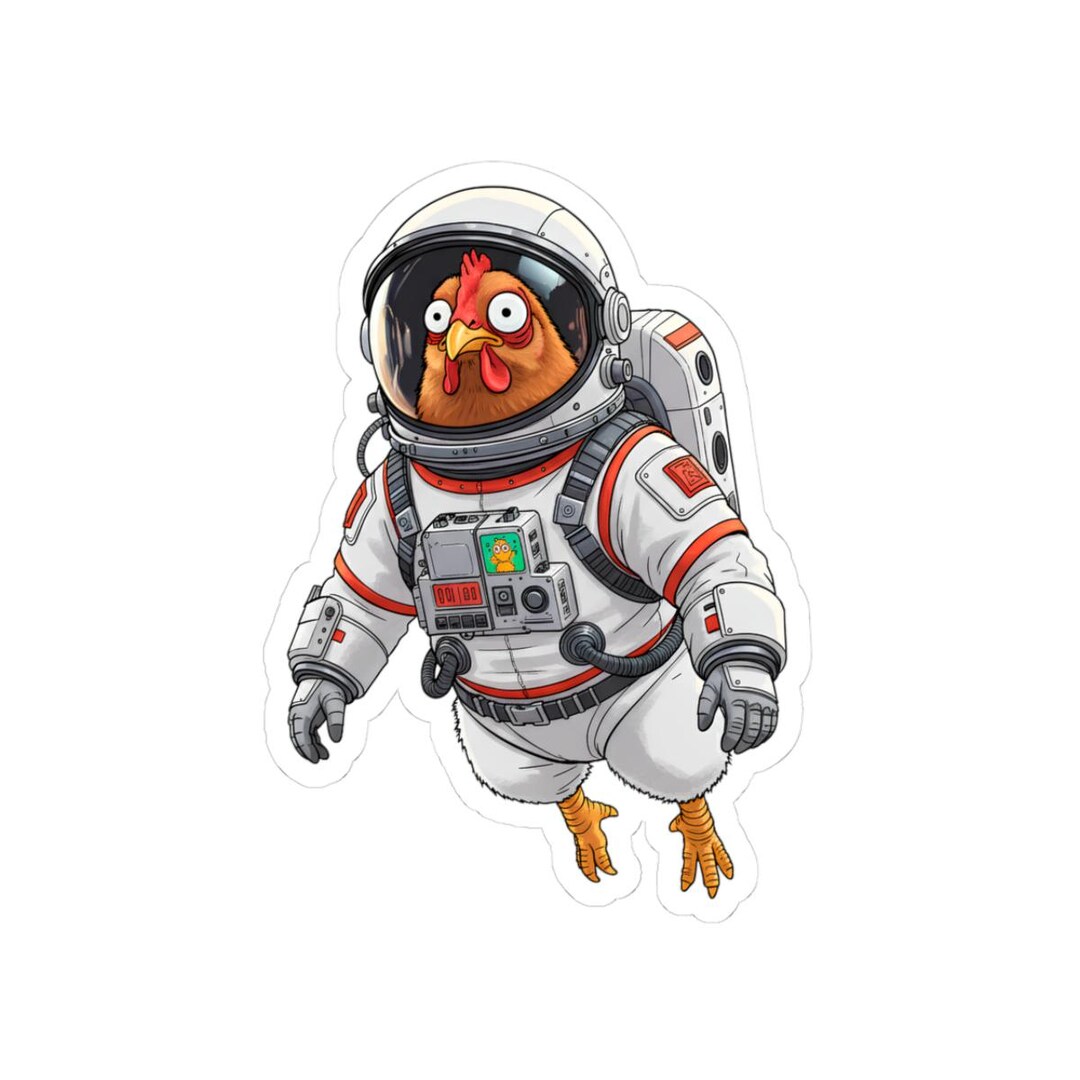 Astronaut Chicken Sticker | Kiss-cut Sticker - Etsy