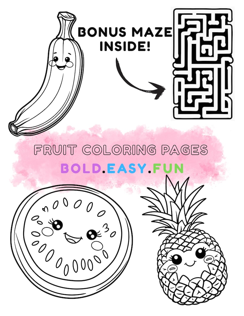 Printable Cute Kawaii Fruit Coloring Pages for Kids | Labeled ...