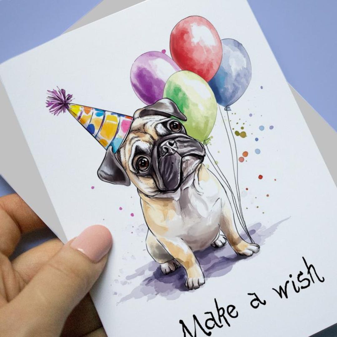 Pug Birthday Card, Dog Lover Greeting Card - Etsy