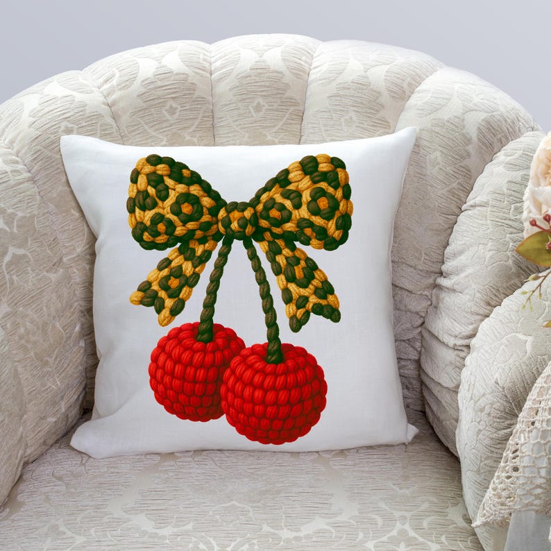 Faux Crochet Pink Valentines Day PNG SVG | Latch Hook Yarn Cherry Patch ...