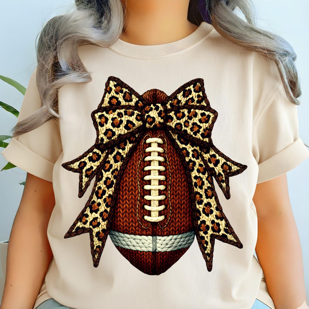 Crochet Latch Hook Football PNG Faux Yarn Leopard Bow Retro Knit ...