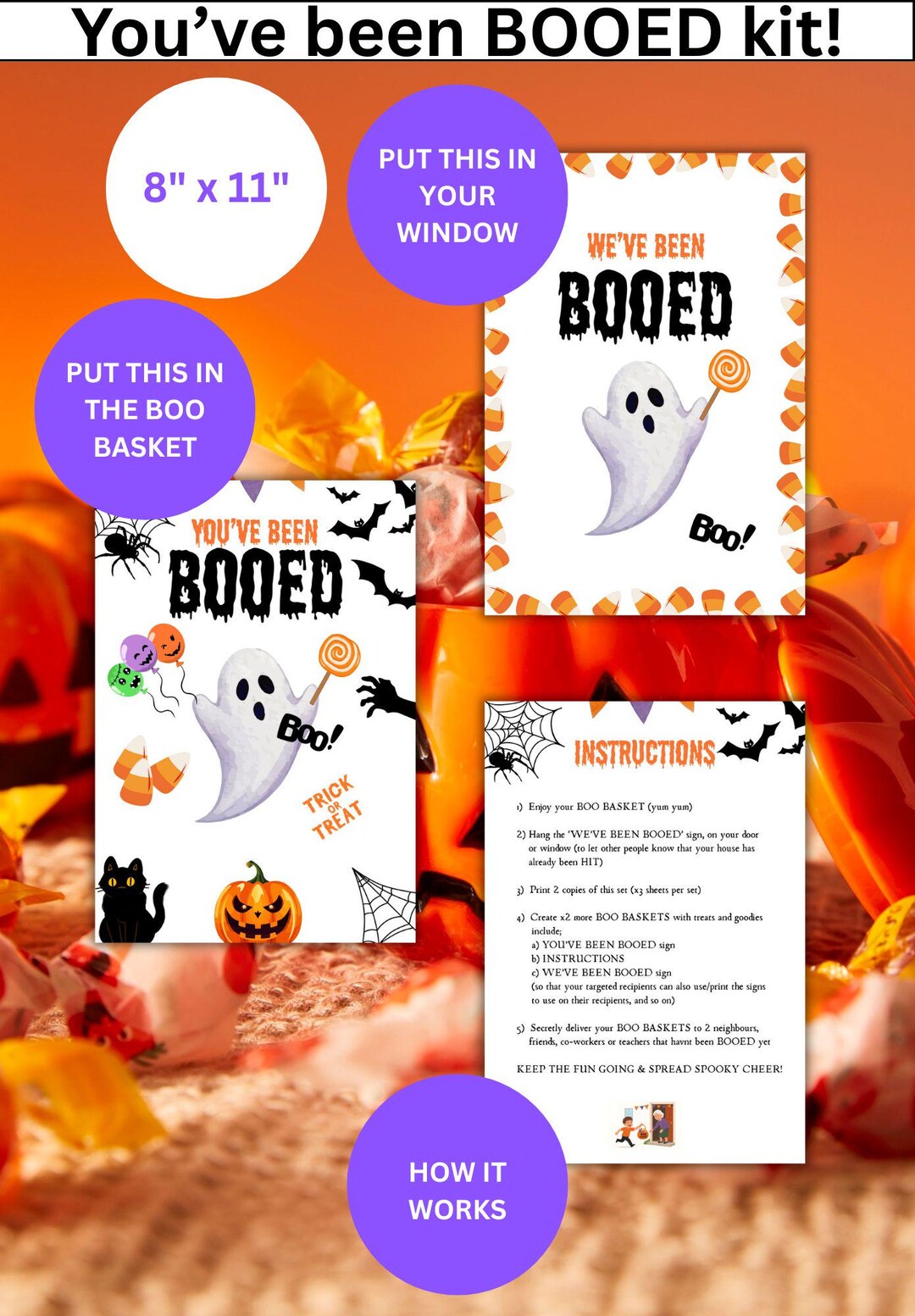 Youve Been BOOED Printable Set | Halloween Boo Basket Signs | Instant ...